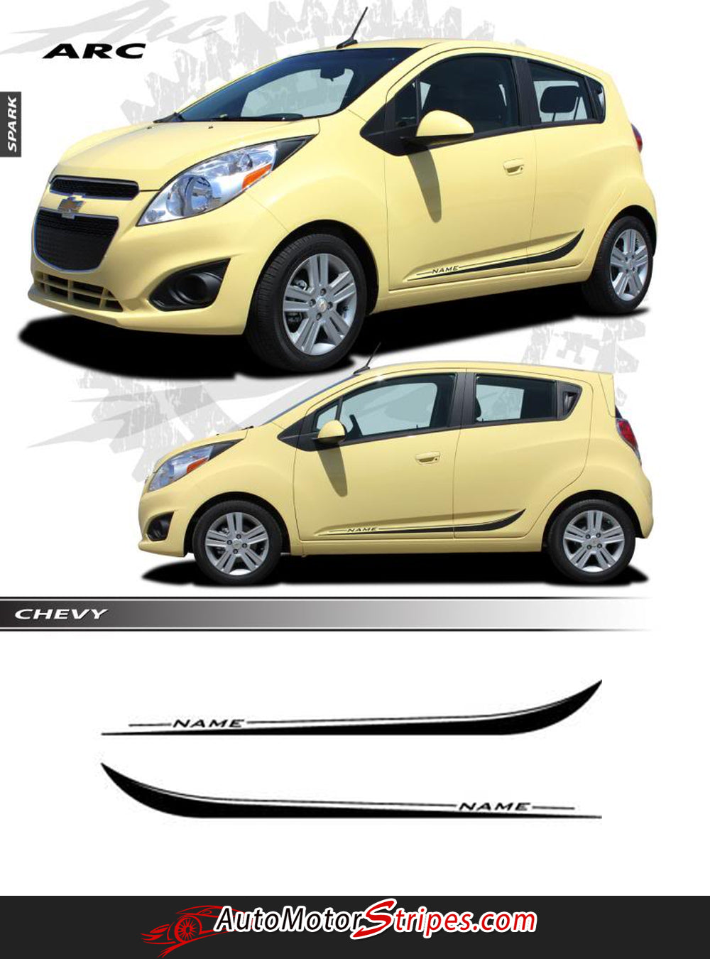 2013-2016 Chevy Spark Stripes Arc Lower Rocker Vinyl Graphics Side Door ...