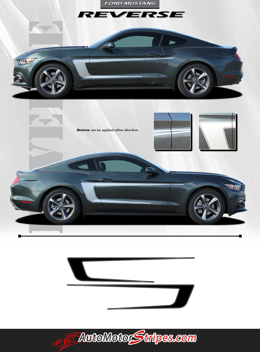 2015-2017 Ford Mustang Stripes Side Door Decals REVERSE Vinyl Graphics ...