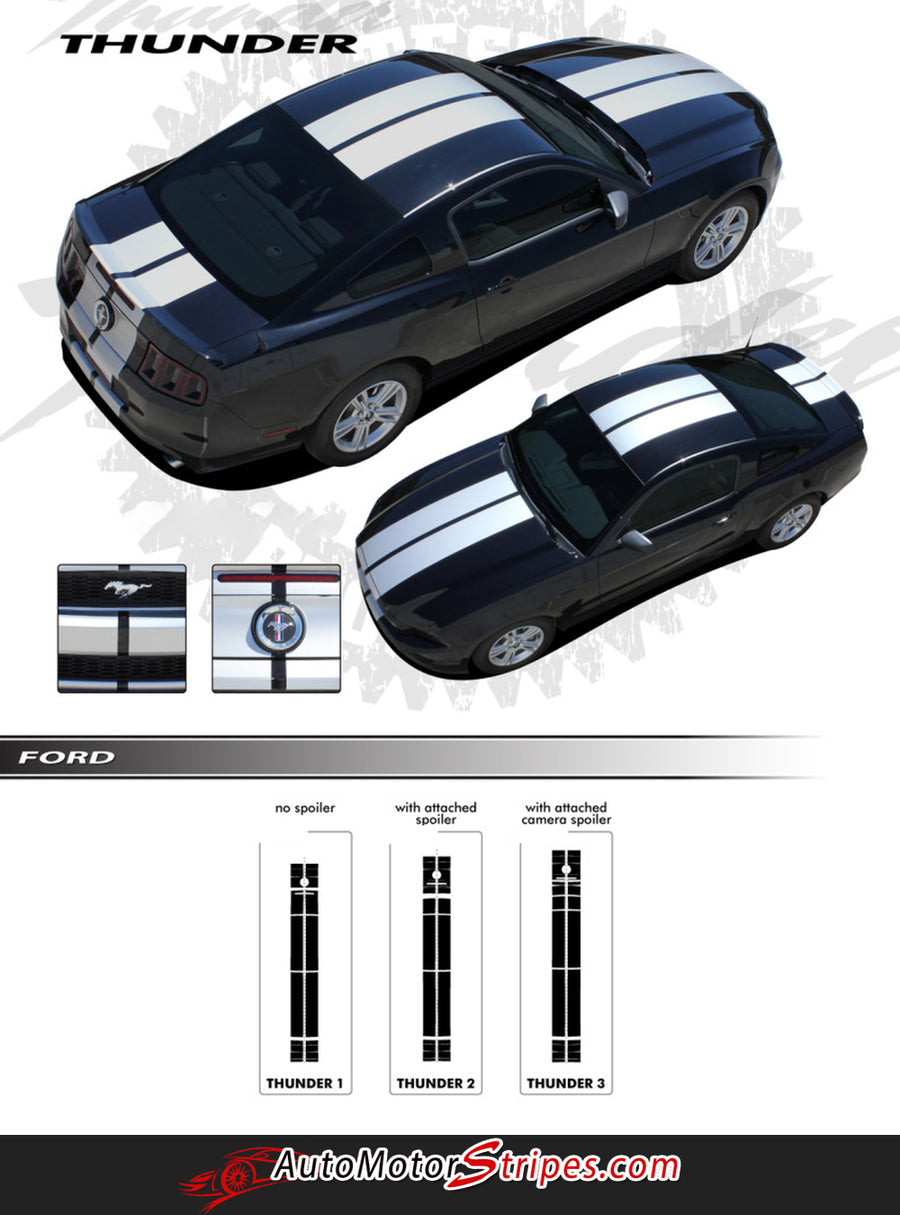 2013 2014 Ford Mustang Decals Racing Stripes THUNDER Vinyl Graphics ...