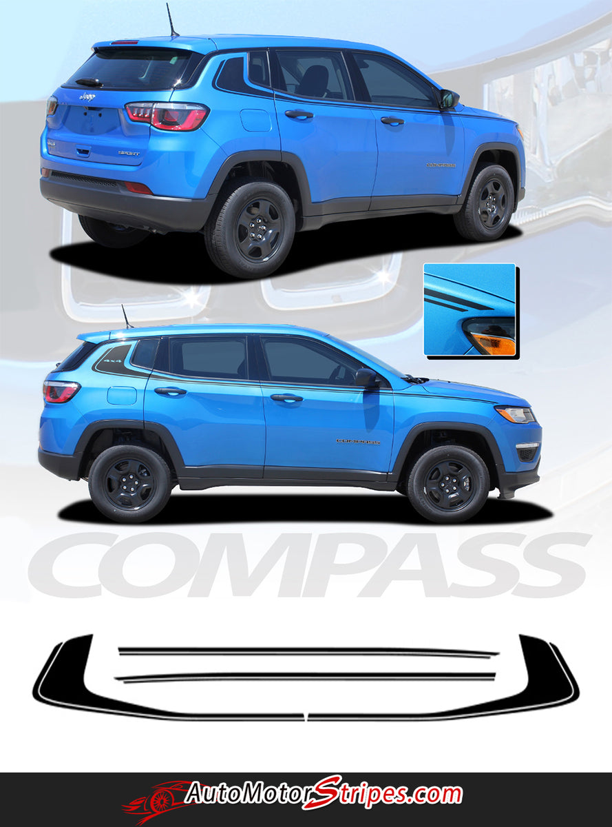 2017-2025 Jeep Compass Stripes Vinyl Graphics Decals Door Body Line Ac ...